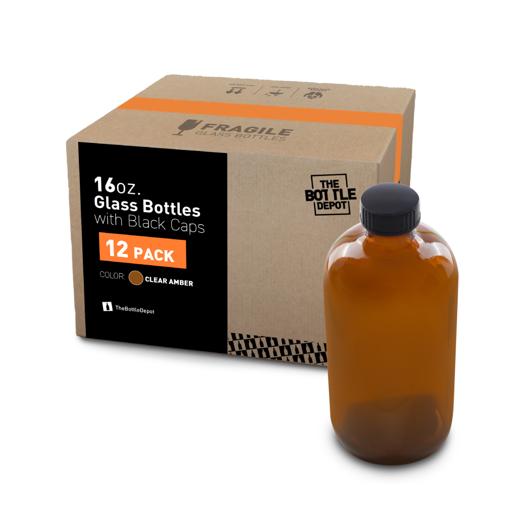 16-oz-amber-glass-boston-round-bottle-with-black-lid-12-pack