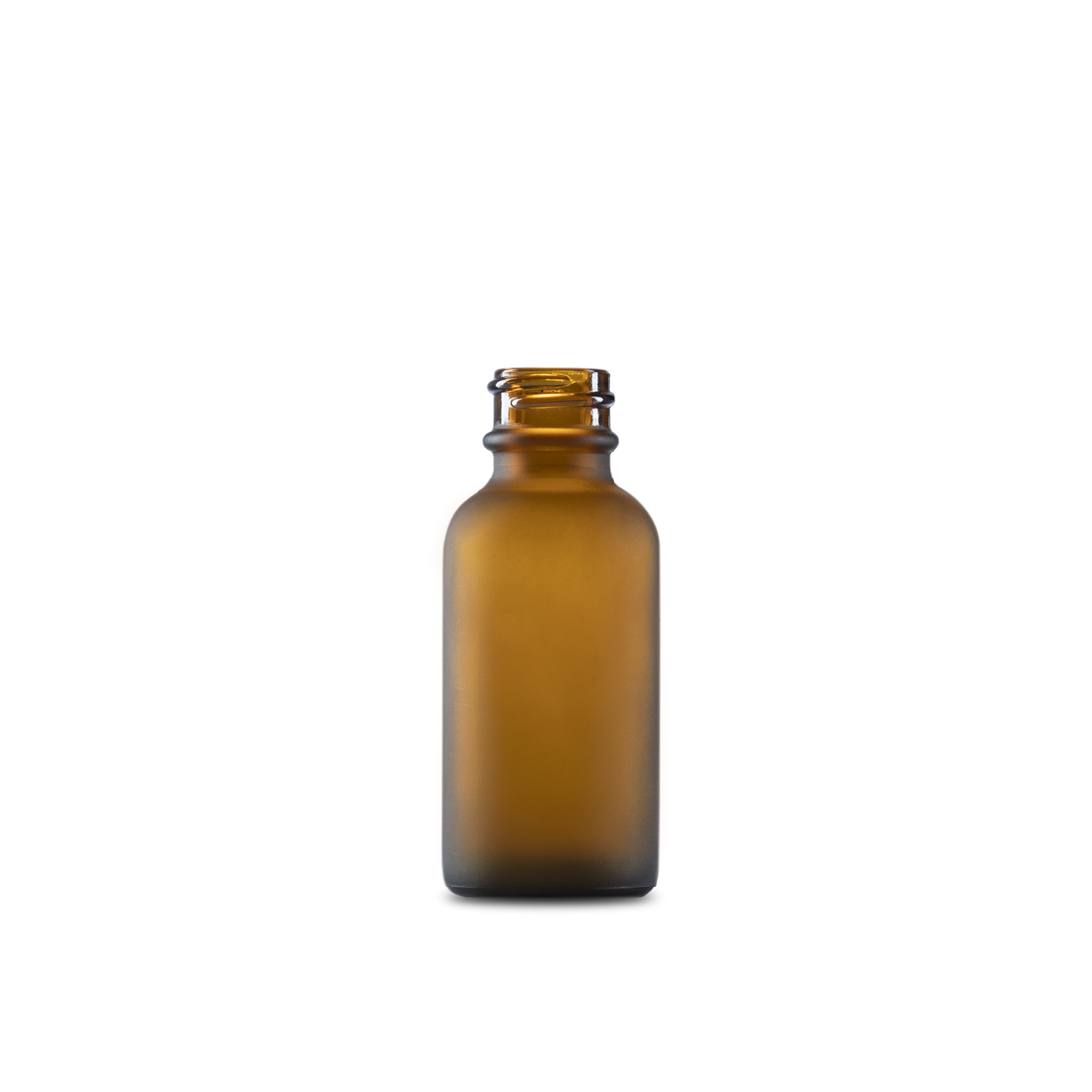 1 oz Amber Frosted Glass Boston Round Bottle 20-400 Neck Finish - Samp