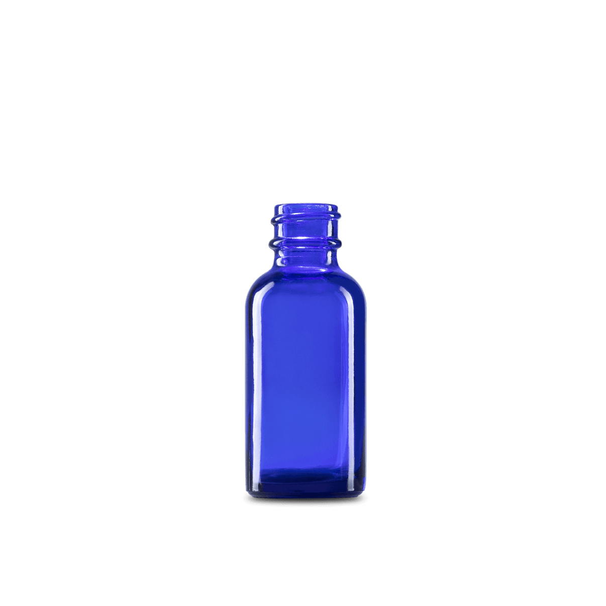 1 oz Blue Glass Boston Round Bottle 20-400 Neck Finish - 24 Pack