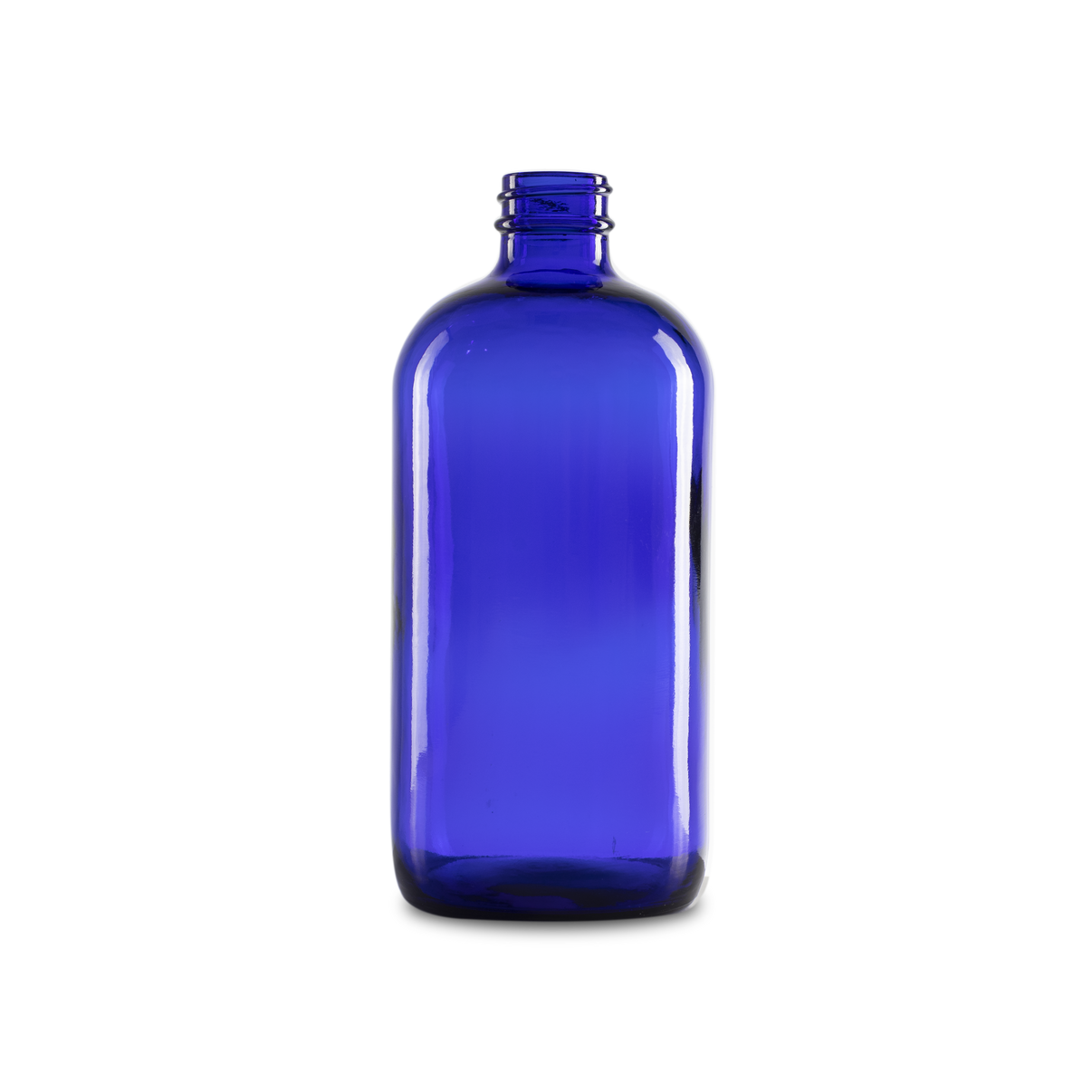 16 oz Blue Glass Boston Round Bottle 28-400 Neck Finish - Sample – The ...