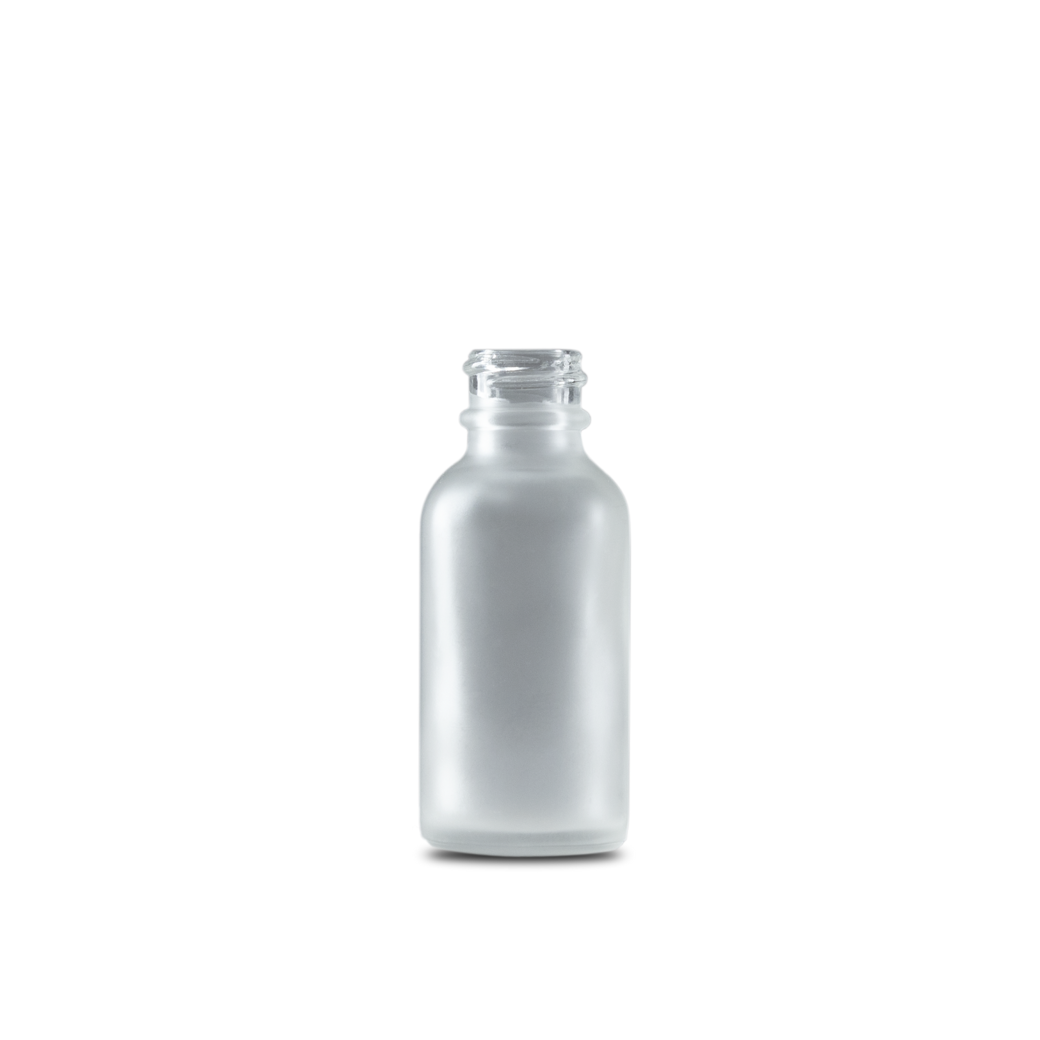 1 oz Clear Frosted Glass Boston Round Bottle 20-400 Neck Finish