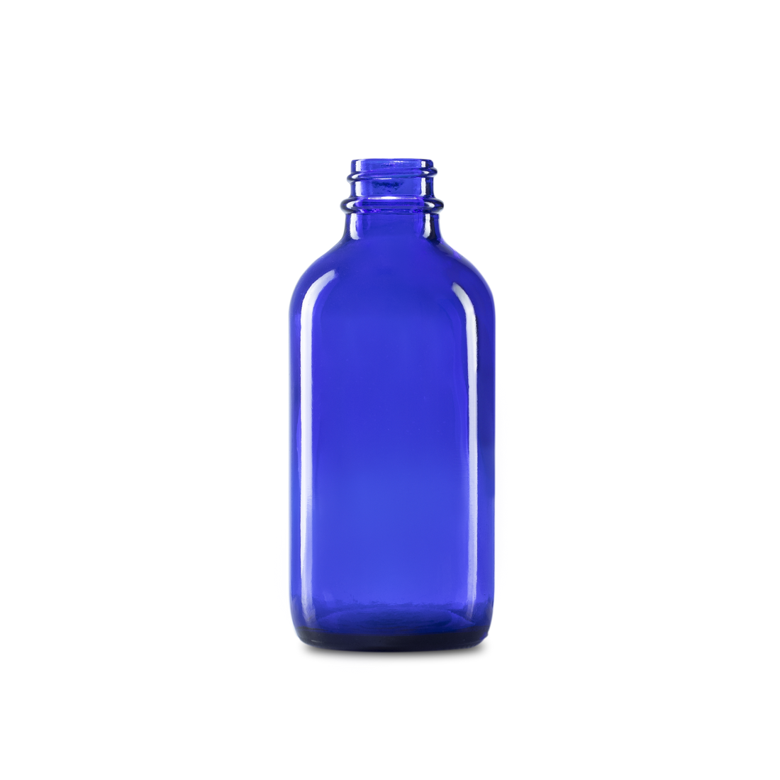 4 oz Blue Glass Boston Round Bottle 22-400 Neck Finish