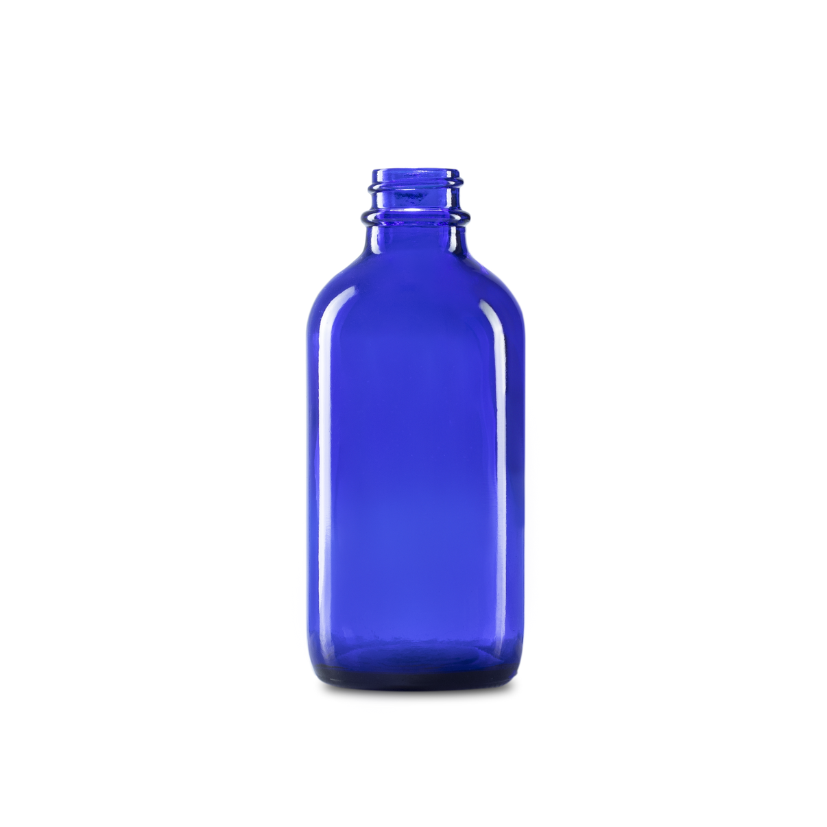 4 oz Blue Glass Boston Round Bottle 22-400 Neck Finish